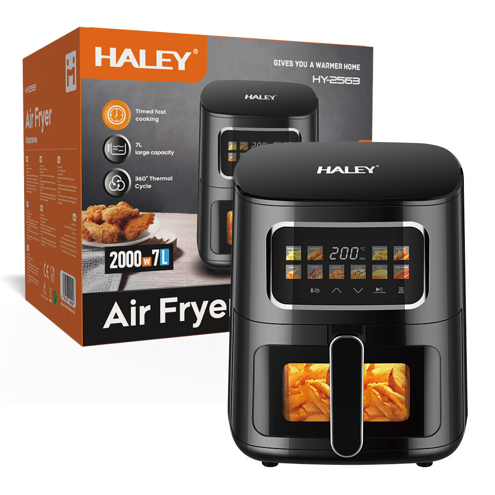 Аэрофритюрница HALEY, европейский стандарт, 7 л, нержавеющая сталь, умная фритюрница, большая вместимость