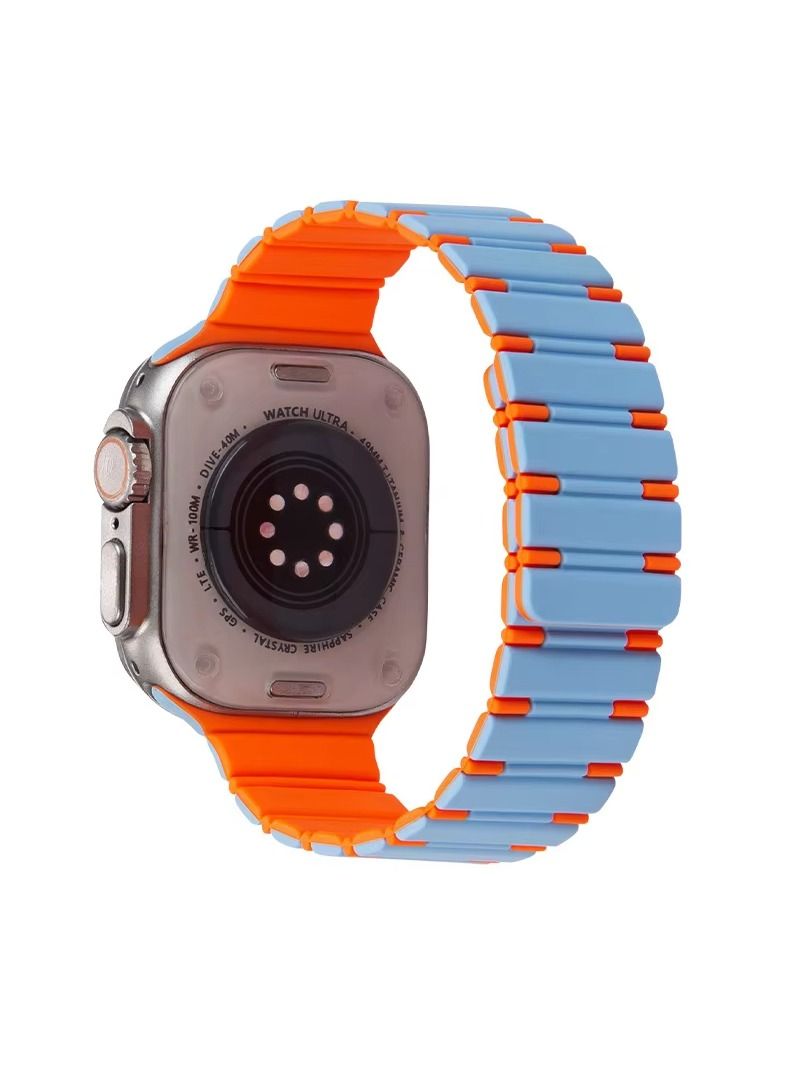 Ультра легкий двухцветный магнитный силиконовый ремень для Apple Watch Band Series 12 11 10 9 8 7 SE ультра удобный