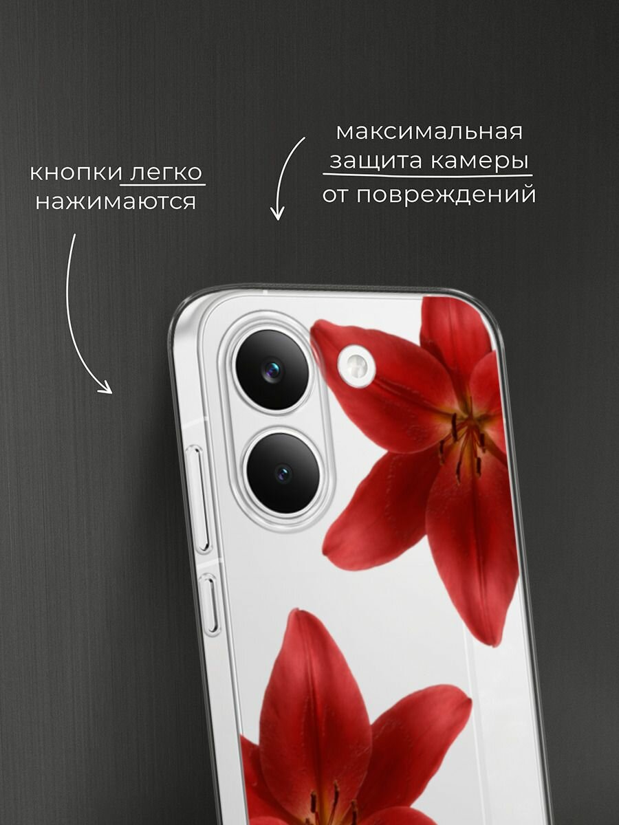 Силиконовый чехол на Poco X8 Pro / Поко X8 Про с принтом Два красных цветка — фото 1