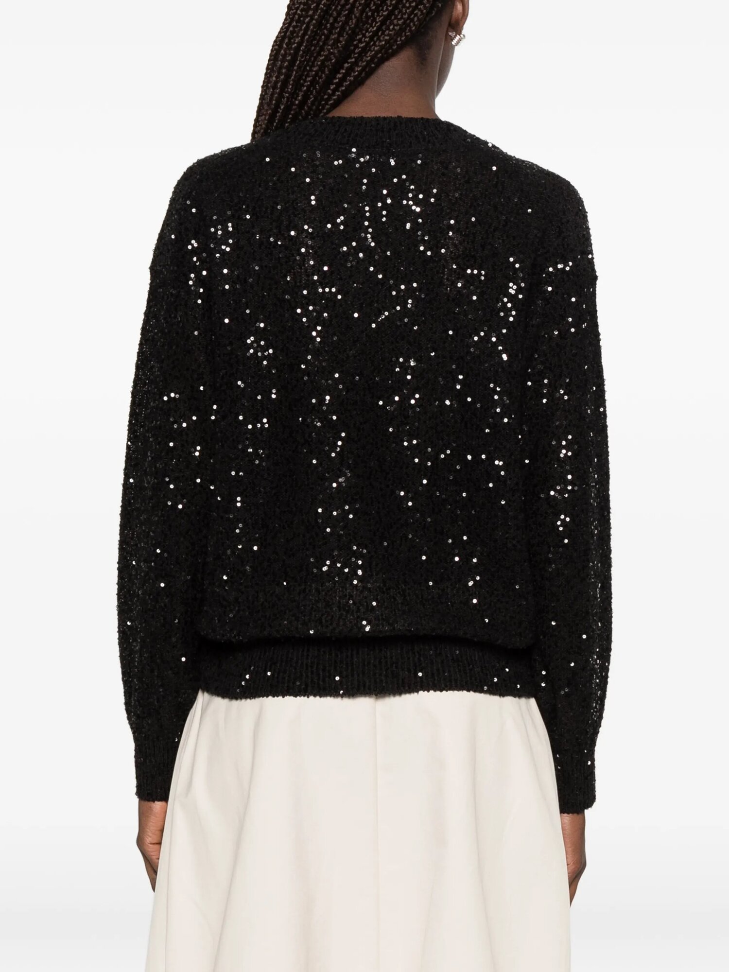 Свитер BRUNELLO CUCINELLI Sequin-embellished sweater, размер 40, , black/black — фото 1
