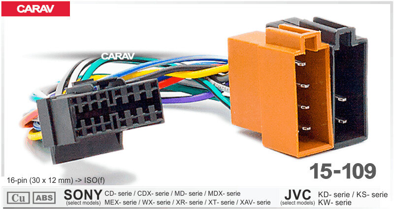 Разъем для подключения магнитолы Sony. Carav 15-109.