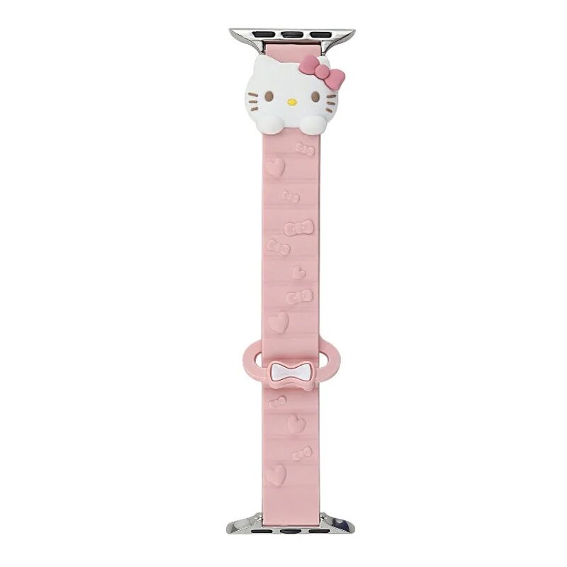 Ремешок Hello Kitty Sanrio для Apple Watch 40 мм 41 мм 38 мм, силиконовый спортивный ремешок для часов iWatch Series SE 9 8 7 6 5 3 4 Ultra 2, подарок