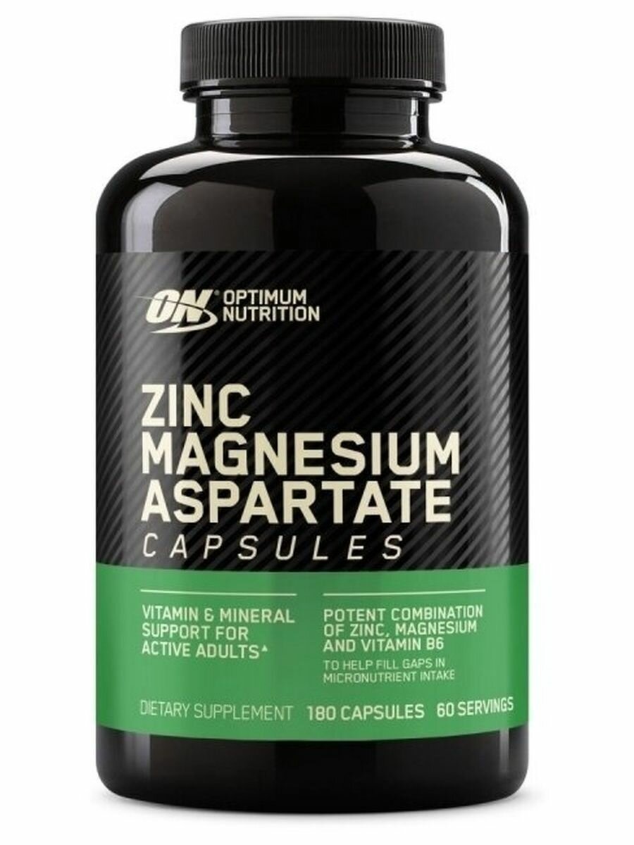 Тестостерон для мужчин Цинк Магний Аспартат Optimum Nutrition 180 капсул Zinc Magnesium Aspartate ZMA