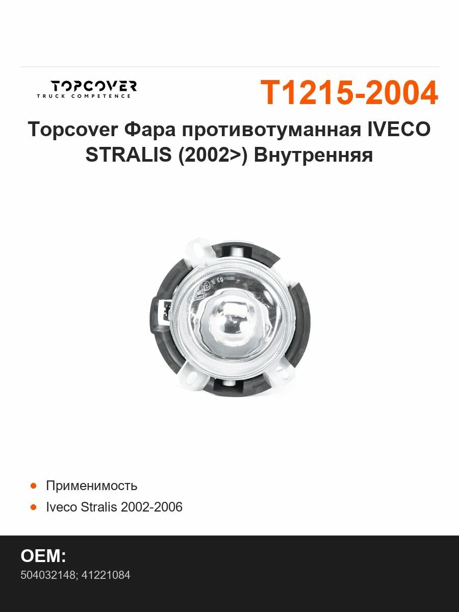 Topcover Фара противотуманная IVECO STRALIS (2002>) Внутренняя