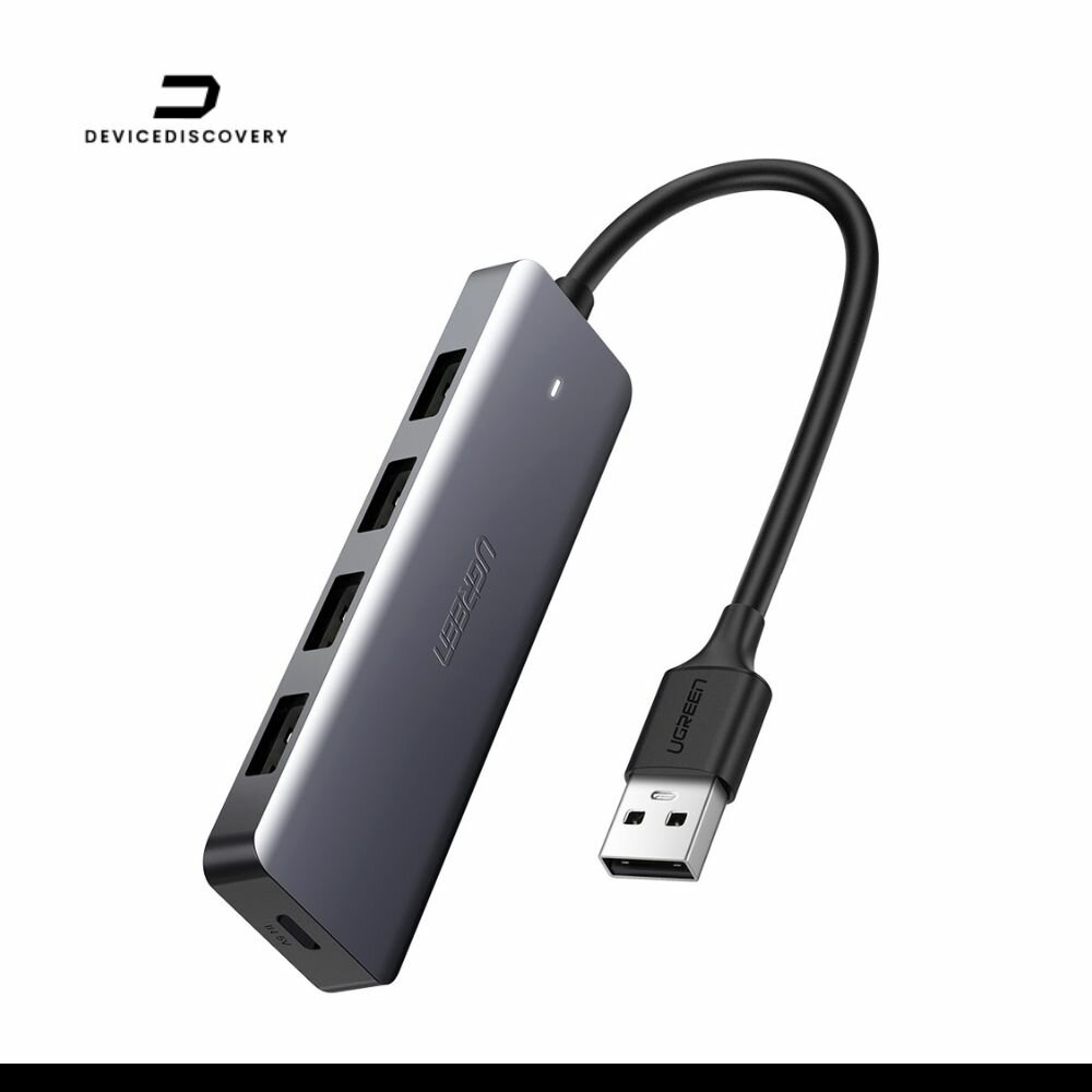 USB Хаб UGREEN CM219 (50985) 4-Port USB 3.0 Hub with USB-C Power Supply. Цвет: серый