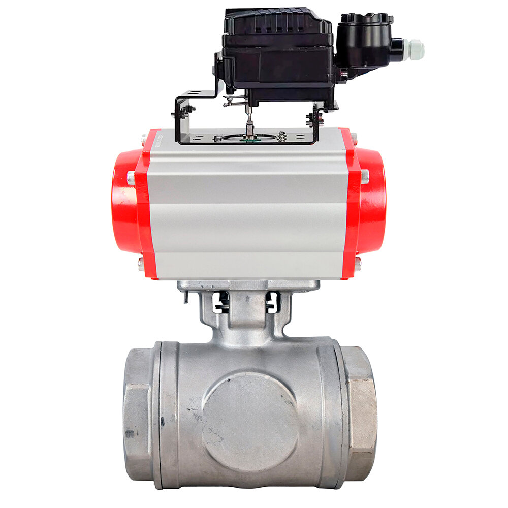 Кран шаровой DN.ru 316-316-PTFE-SP-T-ISO-H WDVF Ду65 Ру40 L-тип, с пн. приводом SA-140 и позиционером EPRP1-NU-0-08