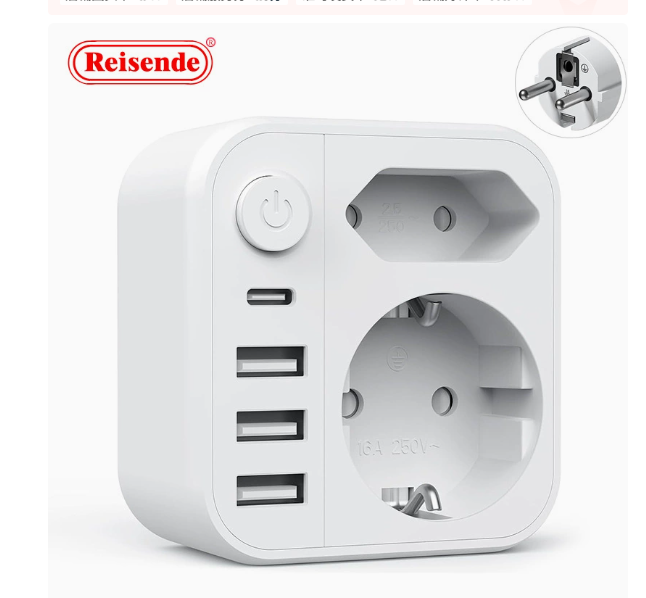 Тройник для розетки, 3 USB и 1 TYPE-C быстрая зарядка, Разветвитель на 2 гнезда, 16А, белый