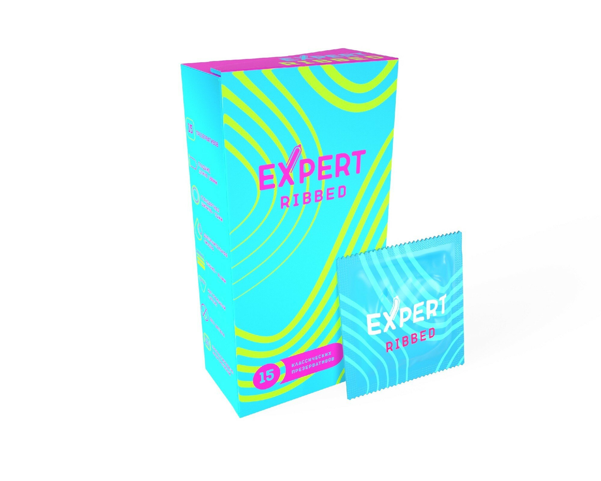 Ребристые презервативы Expert Ribbed для дополнительной стимуляции, текстурированные, 15 шт.