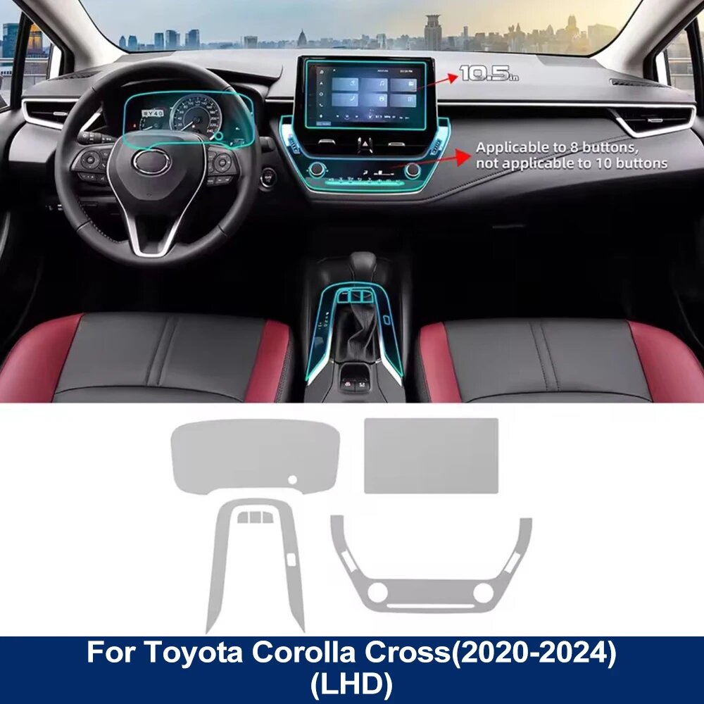 Защитная Пленка Из ТПУ Для Интерьера Toyota Corolla Cross 2020-2024, 10,5-дюймовая Защита Экрана Навигации, Антицарапийная