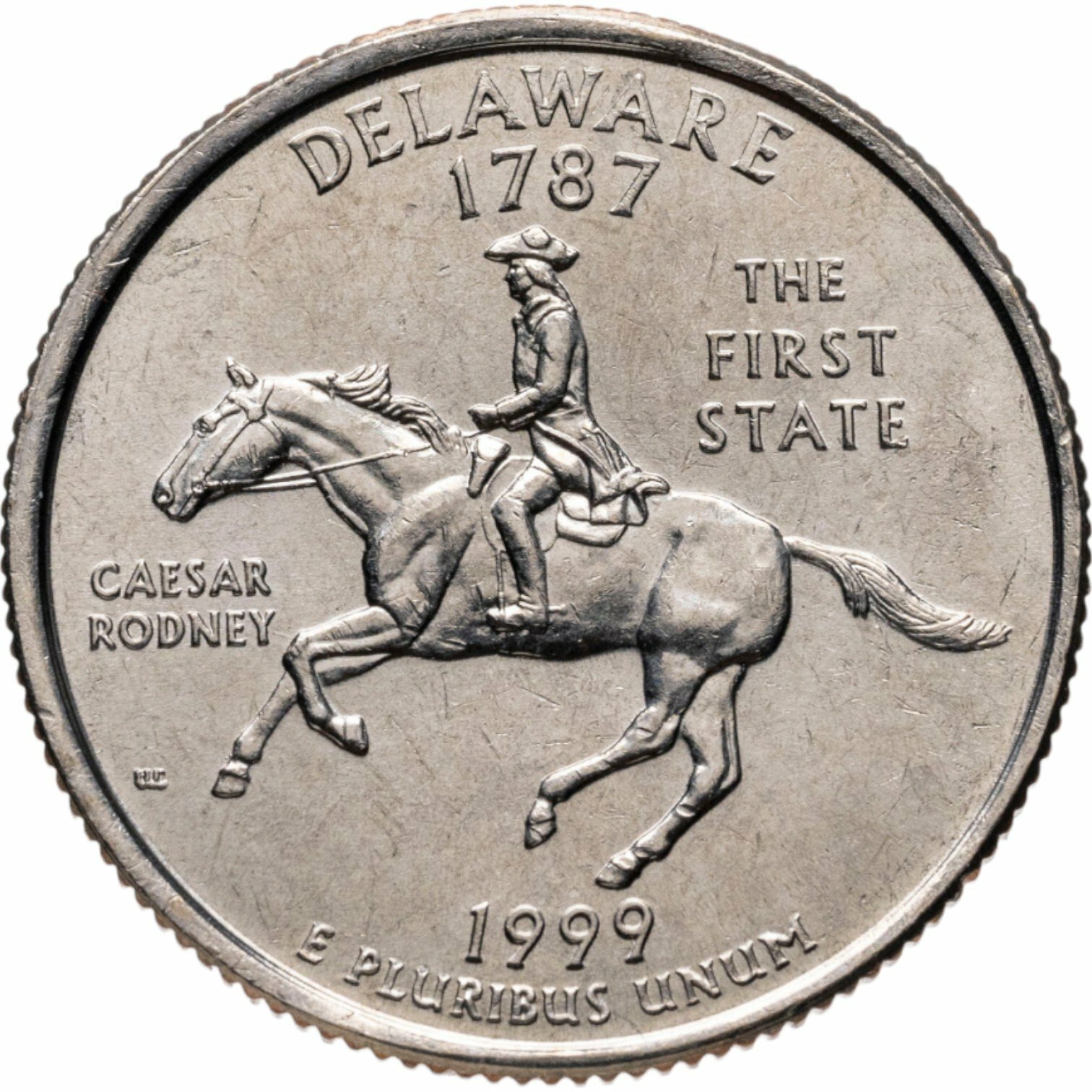 США 25 центов квотер, 1/4 доллара, quarter dollar 1999 P Квотер штата Делавэр знак монетного двора: "P" - Филадельфия, Медь, в сохранности UNC