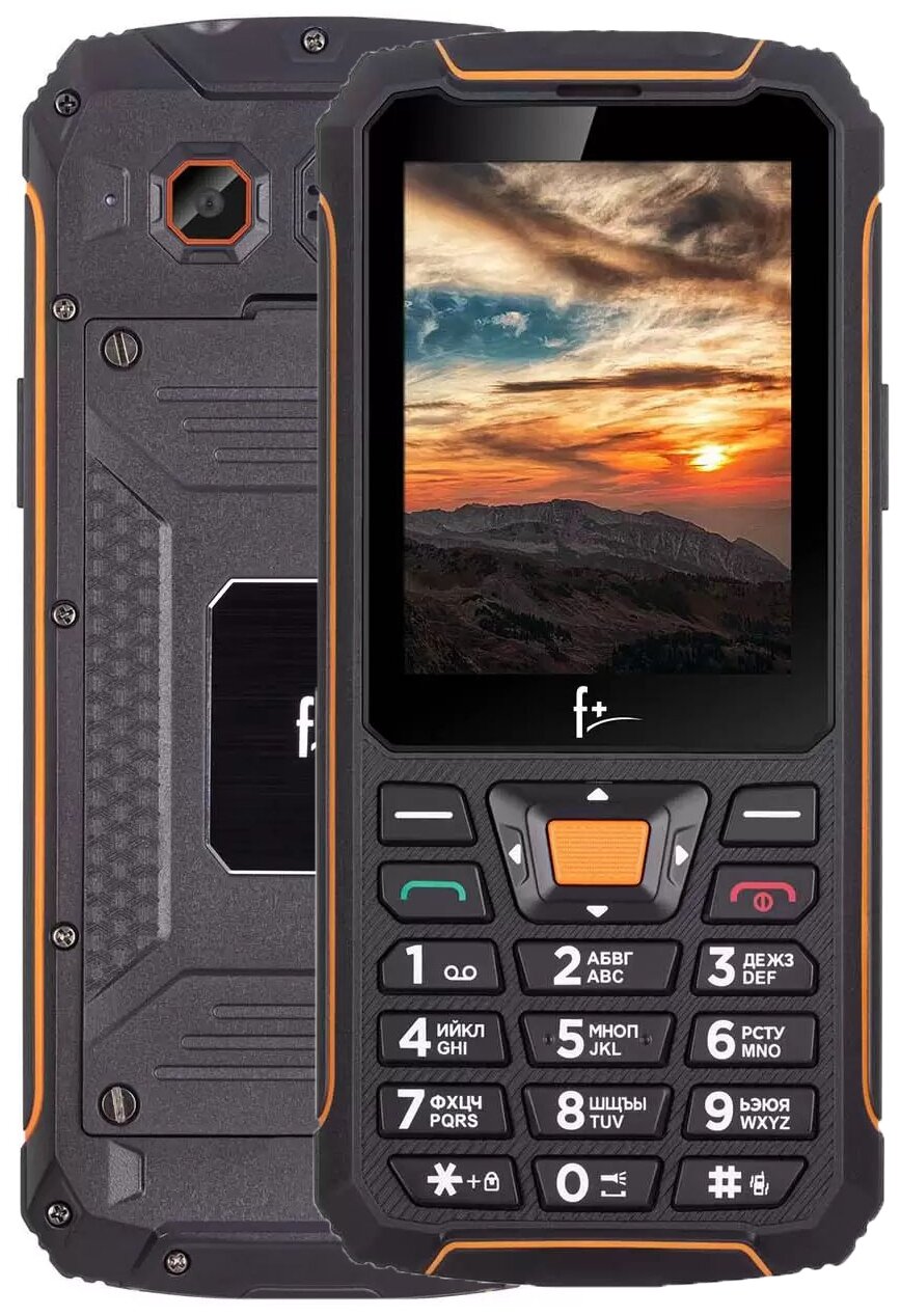 Мобильный телефон Fplus R280, две SIM, Bluetooth 3.0, FM-радио, влагозащита, черный/оранжевый