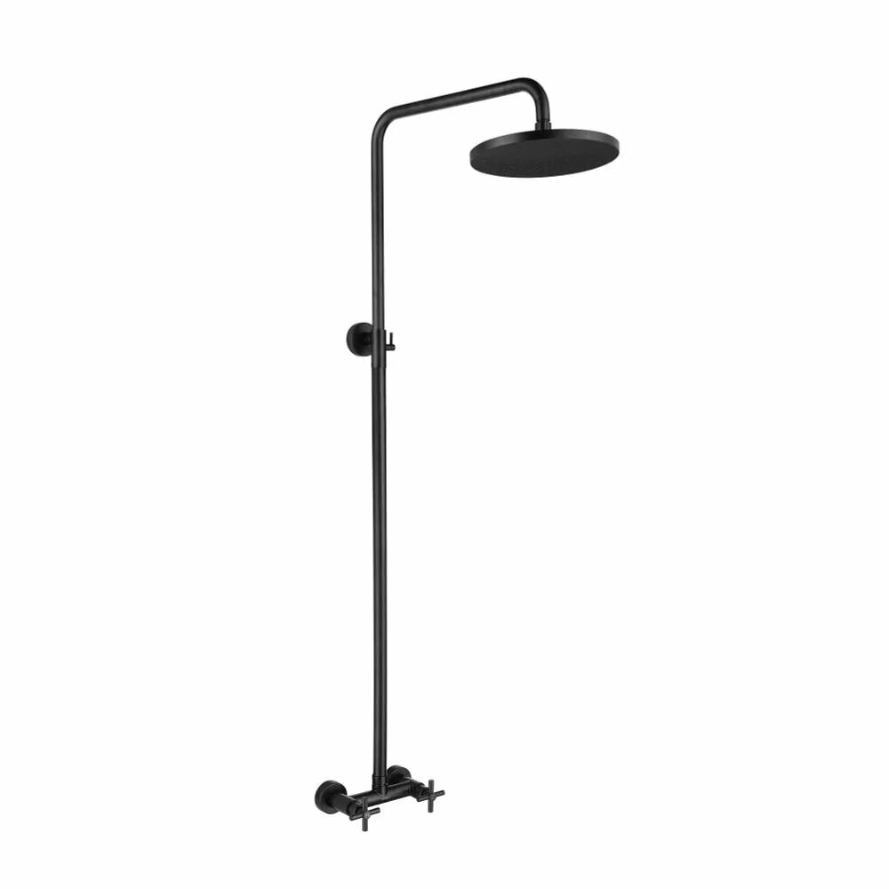 Душевая стойка Fmark FS8405H со смесителем, черная, матовая, душевая система с тропическим душем, нержавеющая сталь