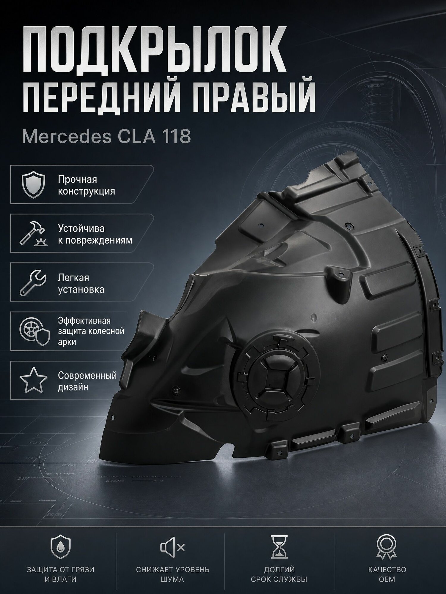 Подкрылок передний правый средняя часть Mercedes CLA C118 A1186908200