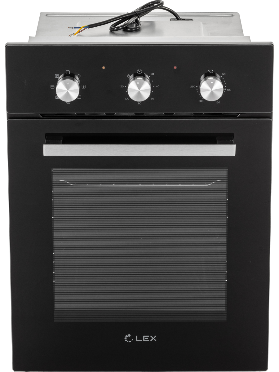 Духовой шкаф электрический Lex EDM 4570 BL, 53л, 7 программ, стекло черное