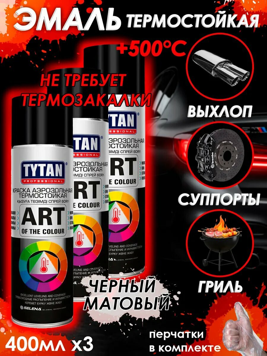 Аэрозольная термостойкая краска по металлу черная