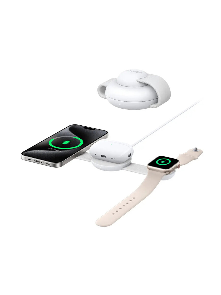 Anker MagGo Wireless (3-in-1) B25M8, белый, сетевое зарядное устройство