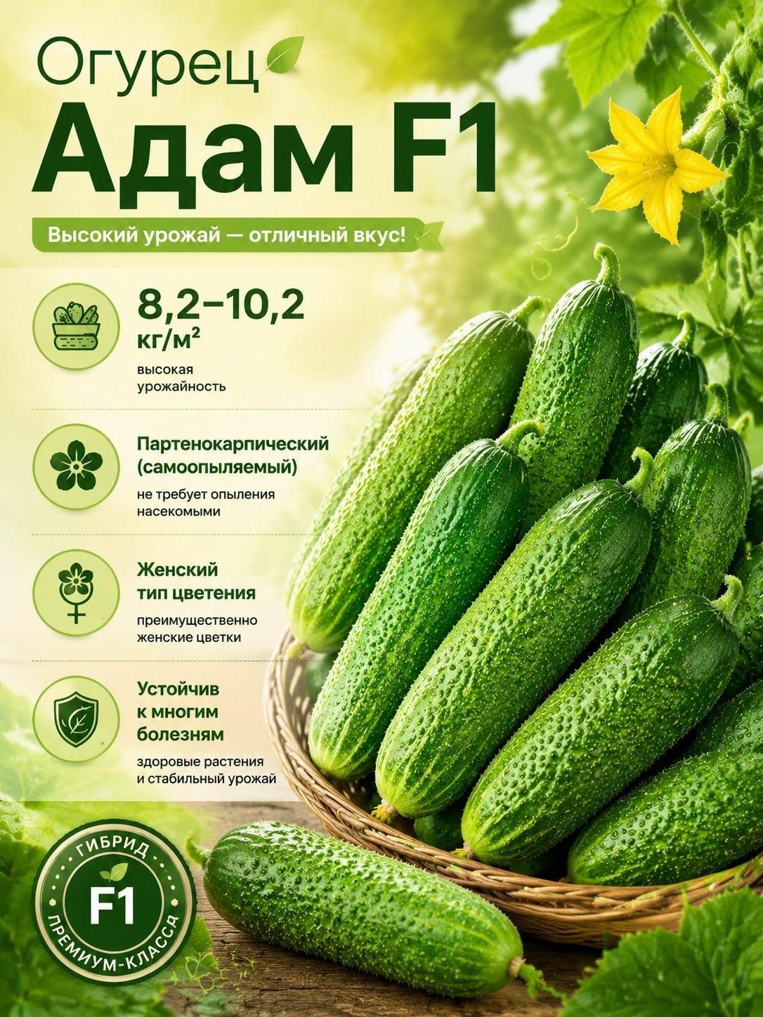 Огурец Адам F1, семена — фото 1