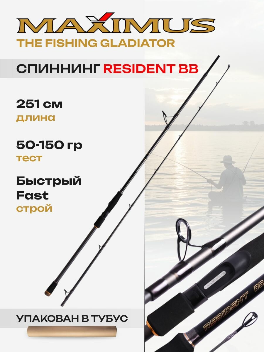 Спиннинг для рыбалки Maximus RESIDENT BIG BAIT 251XXH 2,51m 50-150g. Под крупные приманки, для пелагической ловли трофейного судака, сома и щуки.