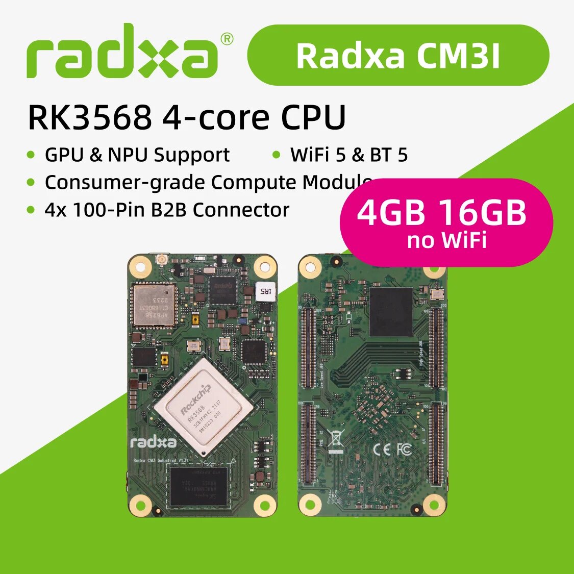 Промышленный модуль RADXA CM3I RK3568(J) 4GB 16GB set1