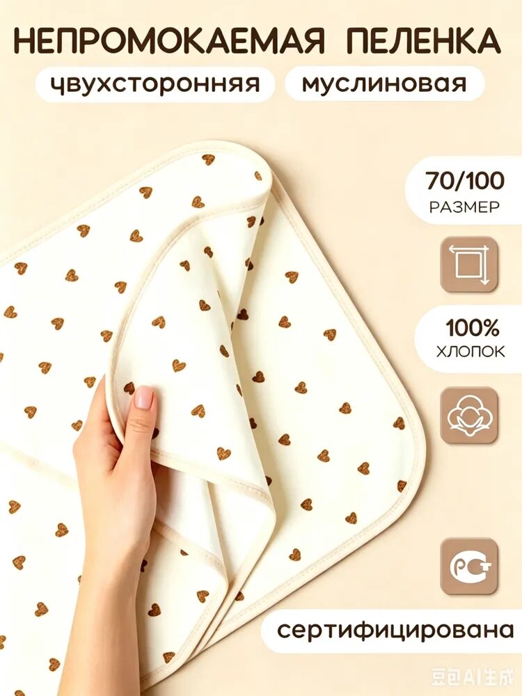 Непромокаемая многоразовая муслиновая пеленка 1 шт