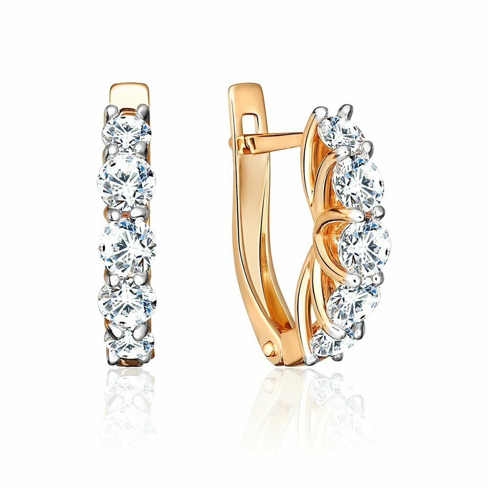 Серьги PLATINA, красное золото, 585 проба, фианит