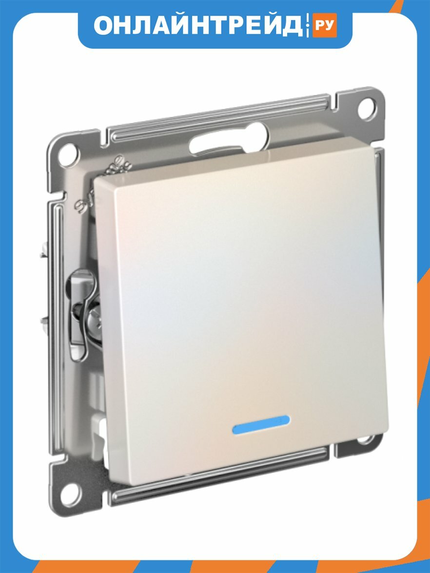 Выключатель 1-клавишный с подсветкой Systeme Electric (schneider Electric) SCHNEIDER ELECTRIC ATLASDESIGN, сх.1а, 10АХ, механизм, жемчуг, ATN000413