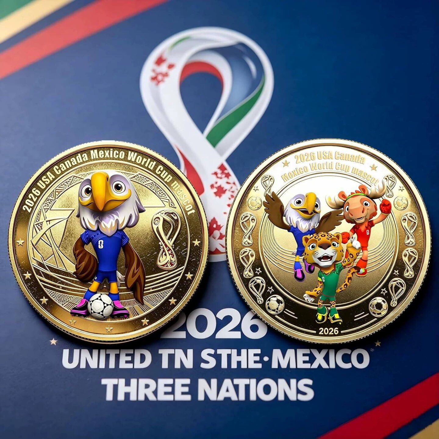 2026 U. S.-Canada-Mexico World Cup Theme Commemorative Coin Handicraft Alloy Decoration Badge Peripheral Collection Creative Gifts