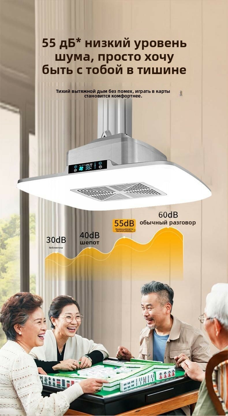 Потолочный очиститель воздуха для игровой комнаты с LED-подсветкой, вытяжка от сигаретного дыма, телескопическая штанга, сенсорное управление, люминесцентные,72, III,160,300,200 В, IP20,