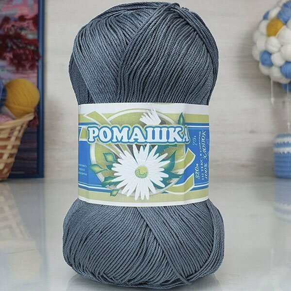 Пряжа ПНК им. Кирова ромашка 7110 т. серый (4 мотка)