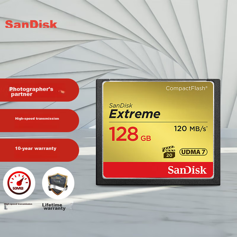 SanDisk 128GB CF-карта UDMA-7 высокоскоростная память 120 МБ/с чтение 85 МБ/с запись для зеркальных камер Ёмкость：128