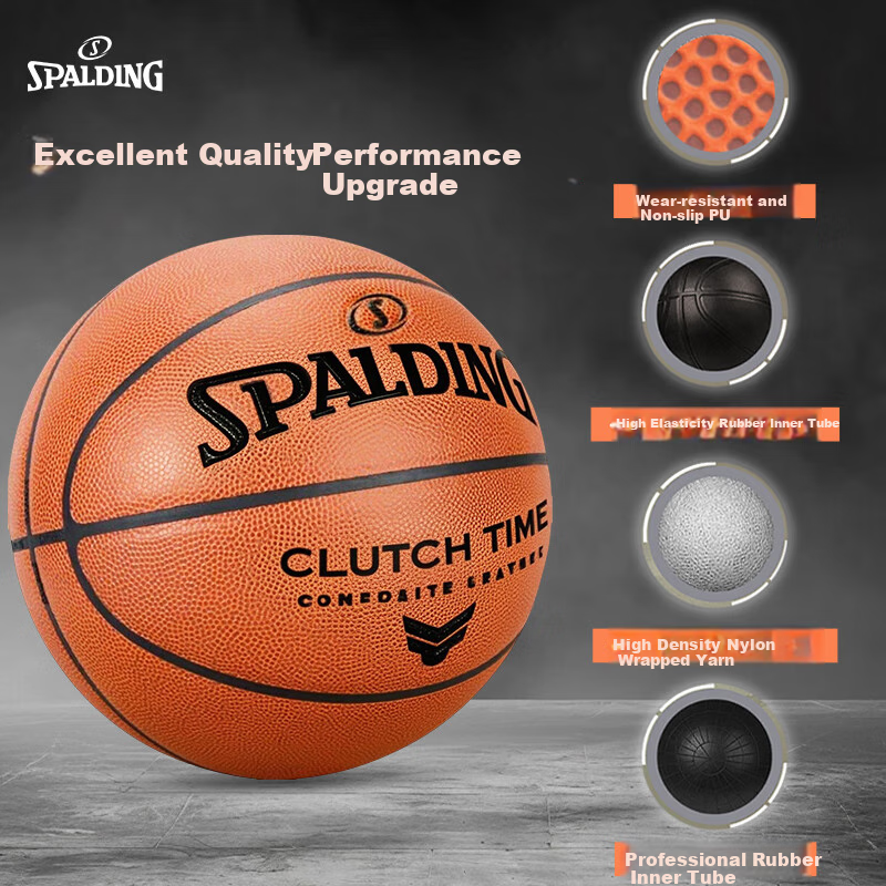 Баскетбол Spalding размер 7 с ПУ материалом, нескользящий и износостойкий для внутренней и наружной игры