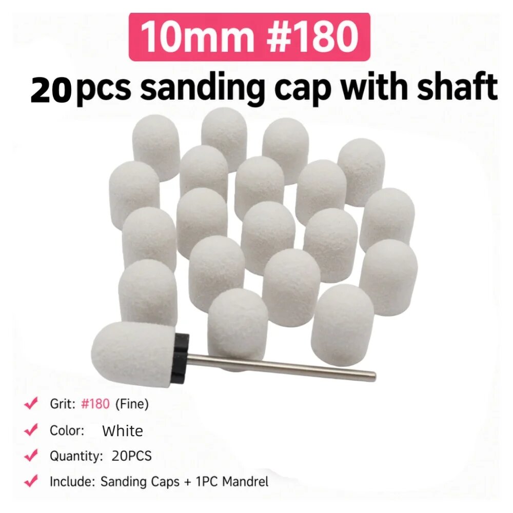 Насадки для маникюрного сверла Easy Nail 10мм 20 шт. White 180Grit
