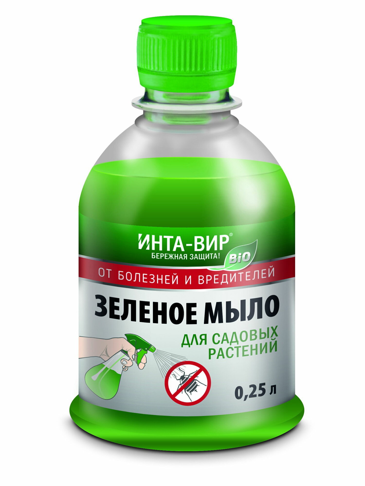 Средство от болезней и вредителей для садовых растений "Зеленое мыло", "Инта Вир", 300 мл, 2 шт.