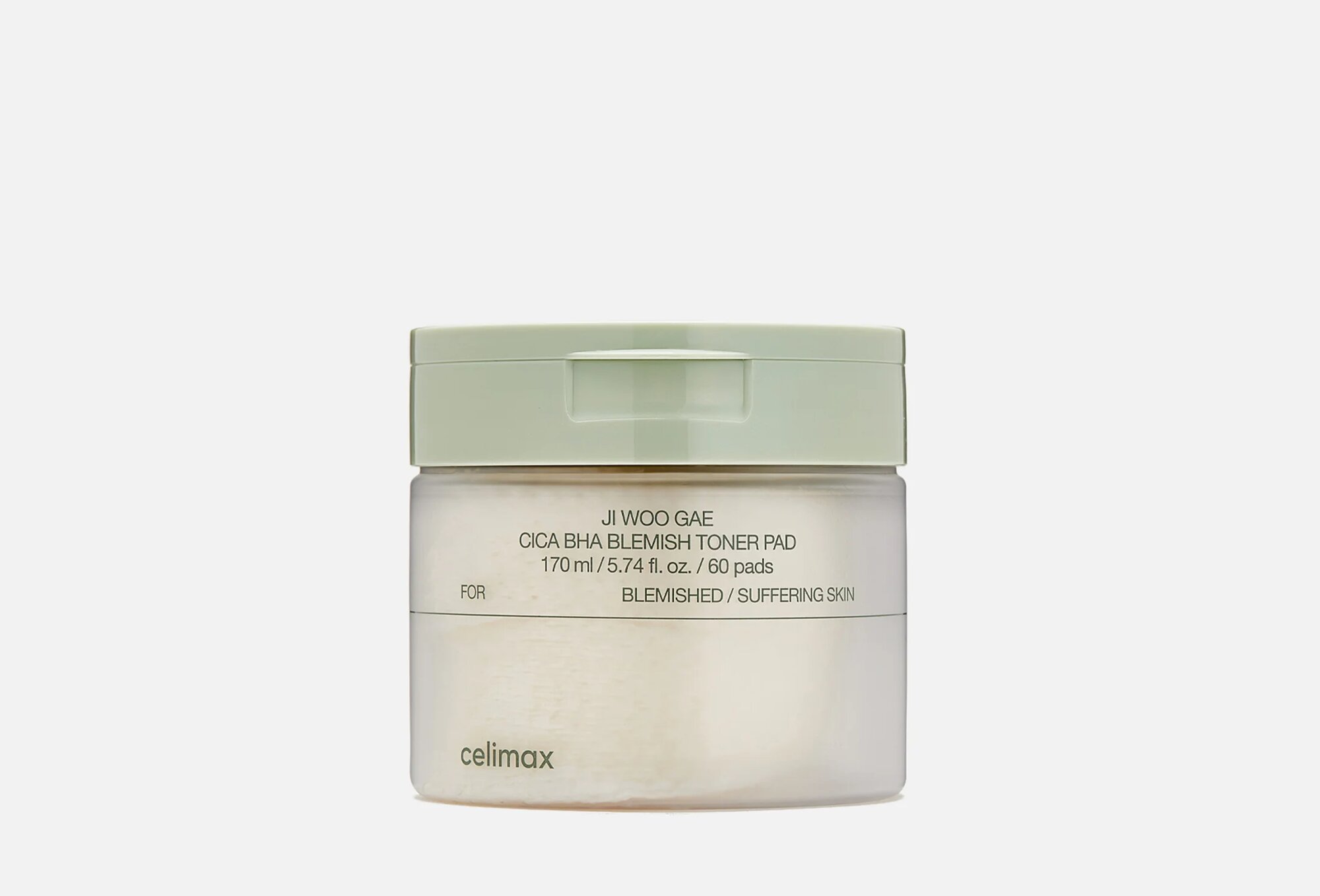 Celimax Ji Woo Gae Cica BHA Blemish Успокаивающие тонер-пэды для лица 60 шт