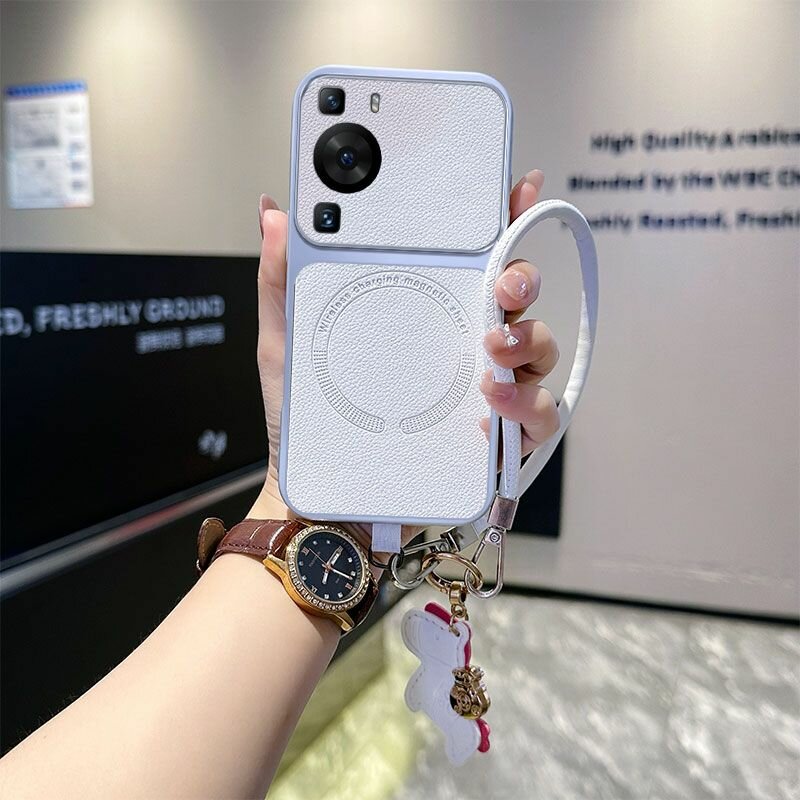 Чехол для Huawei P60 / P60 Pro, кожа TPU, со шнурком, защитный, противоударный