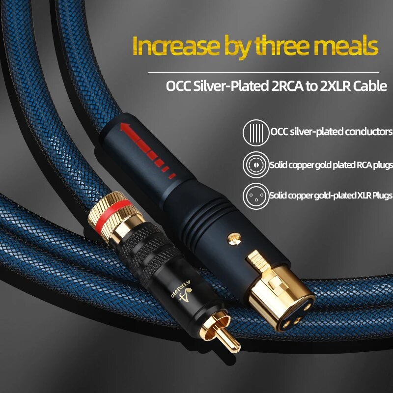 ATAUDIO HiFi аудиокабель 2RCA-2XLR, 5м, синий — фото 1