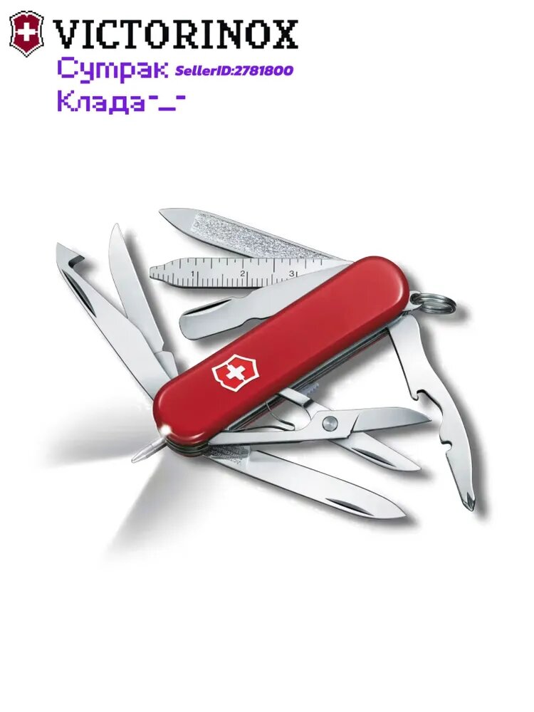VICTORINOX Midnite Mini Champ 0.6386 58mm 17 функций LED фонарь Шариковая ручка Красный