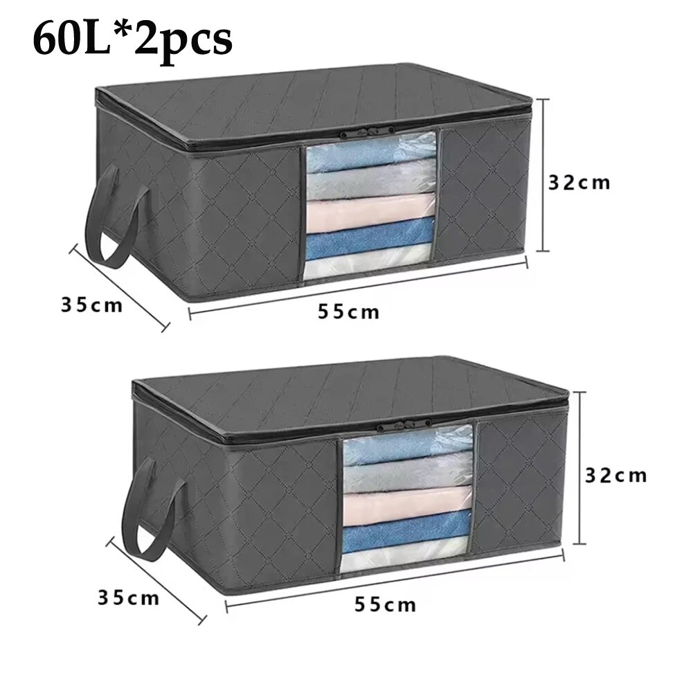 Складная сумка для хранения 35/60/90 л черная 60L-2pcs