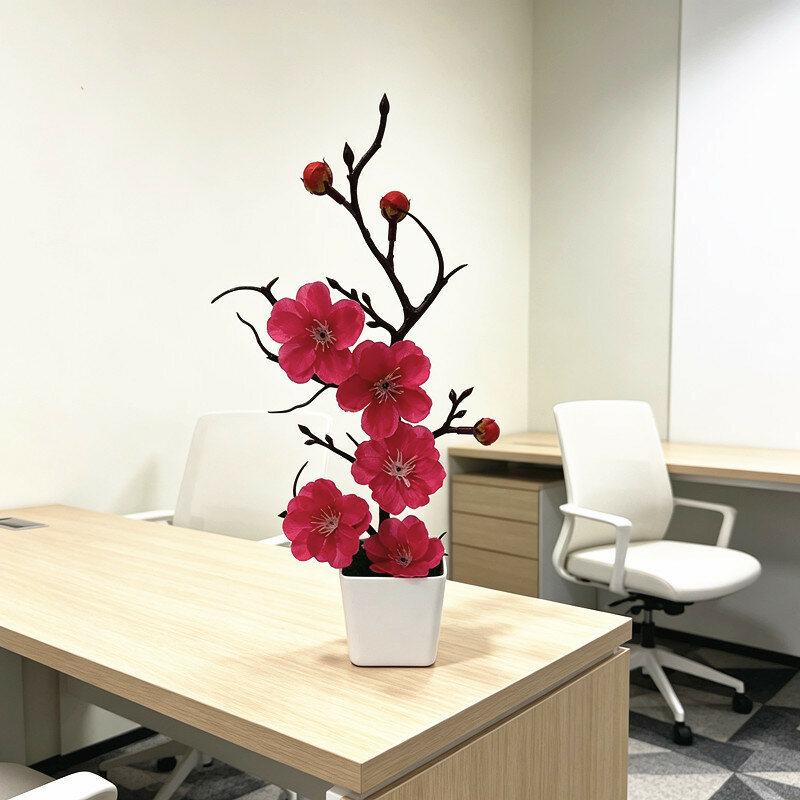 Artificial plum blossom decorative plant with plastic and silk for house decor and party events styleb
