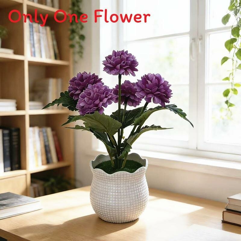 Artificial chrysanthemum desk plant with silk and plastic craft for wedding and photography props stylee