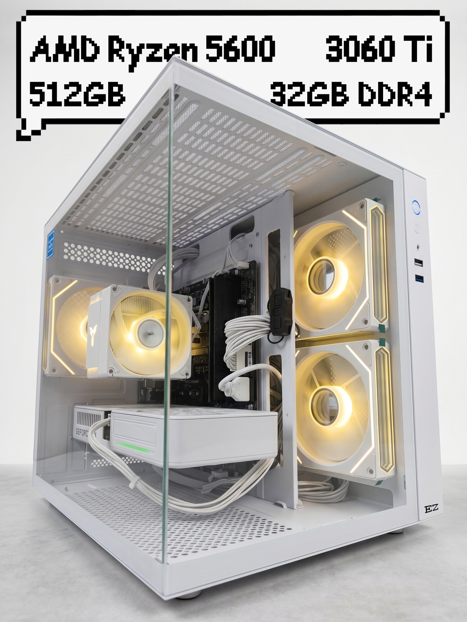 Игровой ПК EZPC RTX 3060Ti | Ryzen 5 5600 | 32GB DDR4 | 512GB SSD | Win 10 Pro