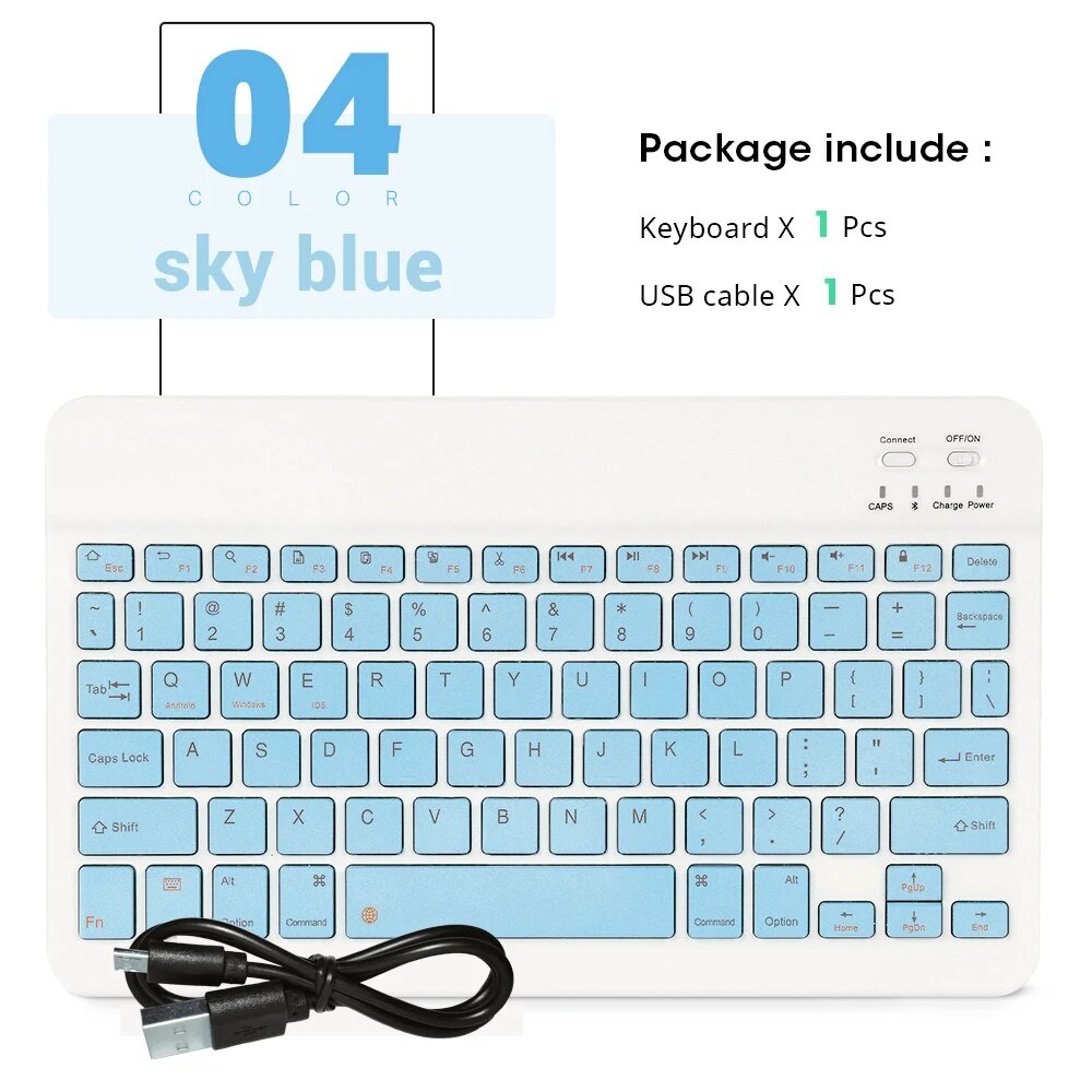 Беспроводная клавиатура и мышь 2026 для планшетов и телефонов sky blue-no mouse, French