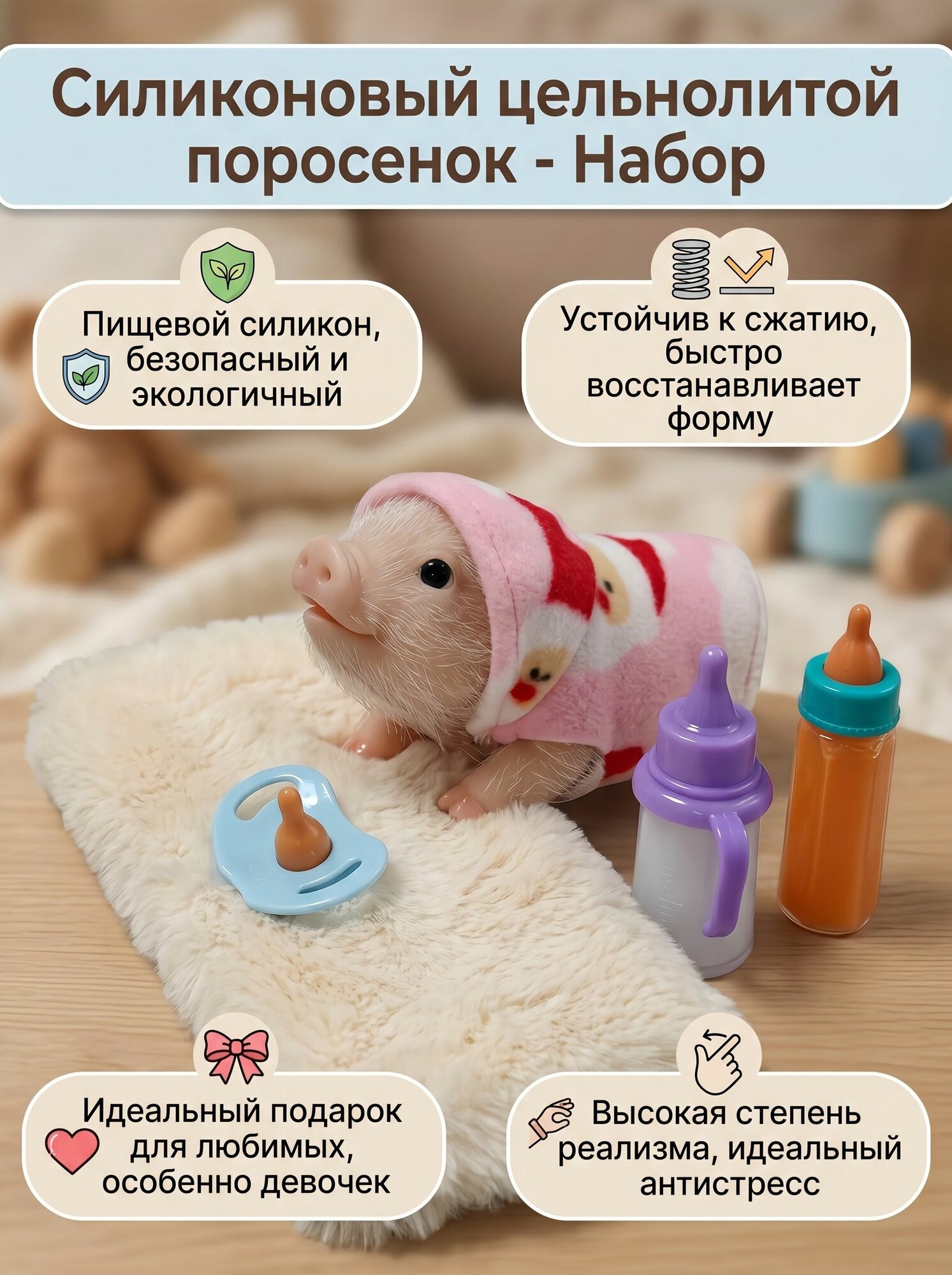 Игрушечные силиконовые поросята, 5 - й набор силиконовых поросят игрушечные поросята набор