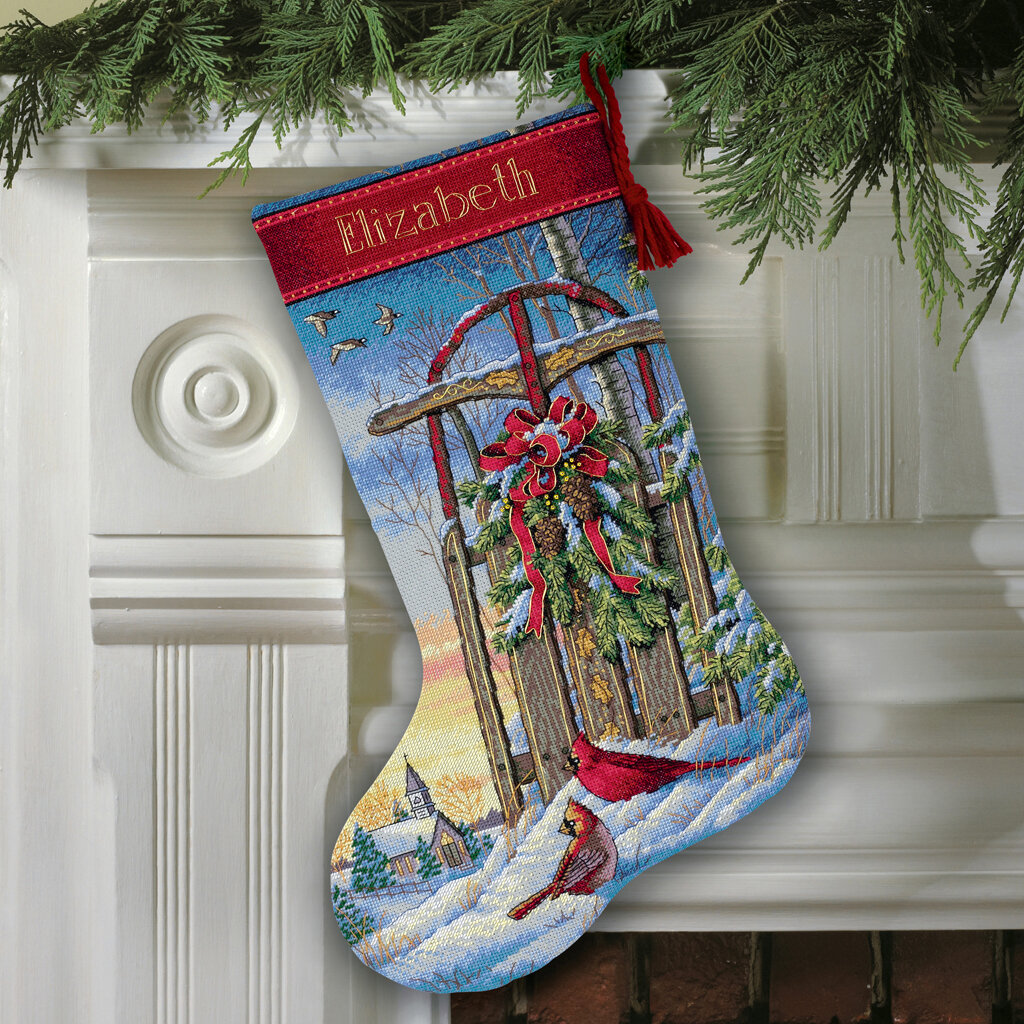 08819 Набор для вышивания крестом DIMENSIONS Christmas Sled. Stocking "Рождественские сани. Чулок"