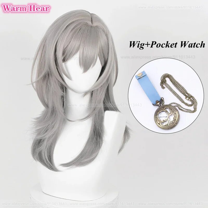 Game HSR Trailblazer парик серый градиент Female Wig And Watch