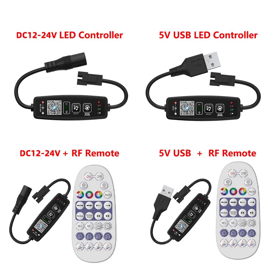 RGB контроллер 5V USB + RF Remote, Белый — фото 1