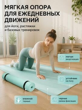 Коврик для йоги и фитнеса из EVA - нескользящий, толстый, водонепроницаемый, двусторонний спортивный коврик 180x50x0.6 см