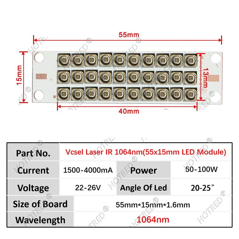 ИК-светодиоды OTdiode 50-100 Вт 3535 808-1064 нм 50-100W 1064nm LED