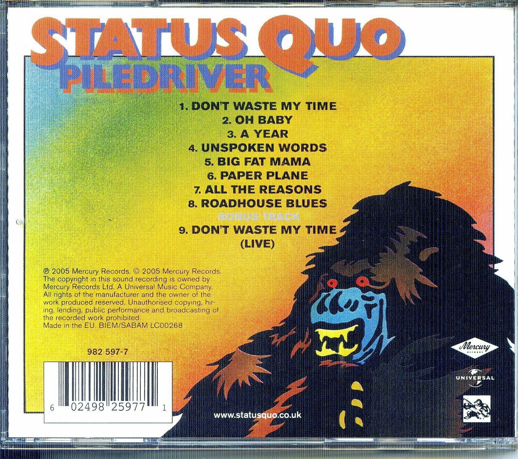 STATUS QUO - Piledriver 1972 г Компакт диск — фото 1
