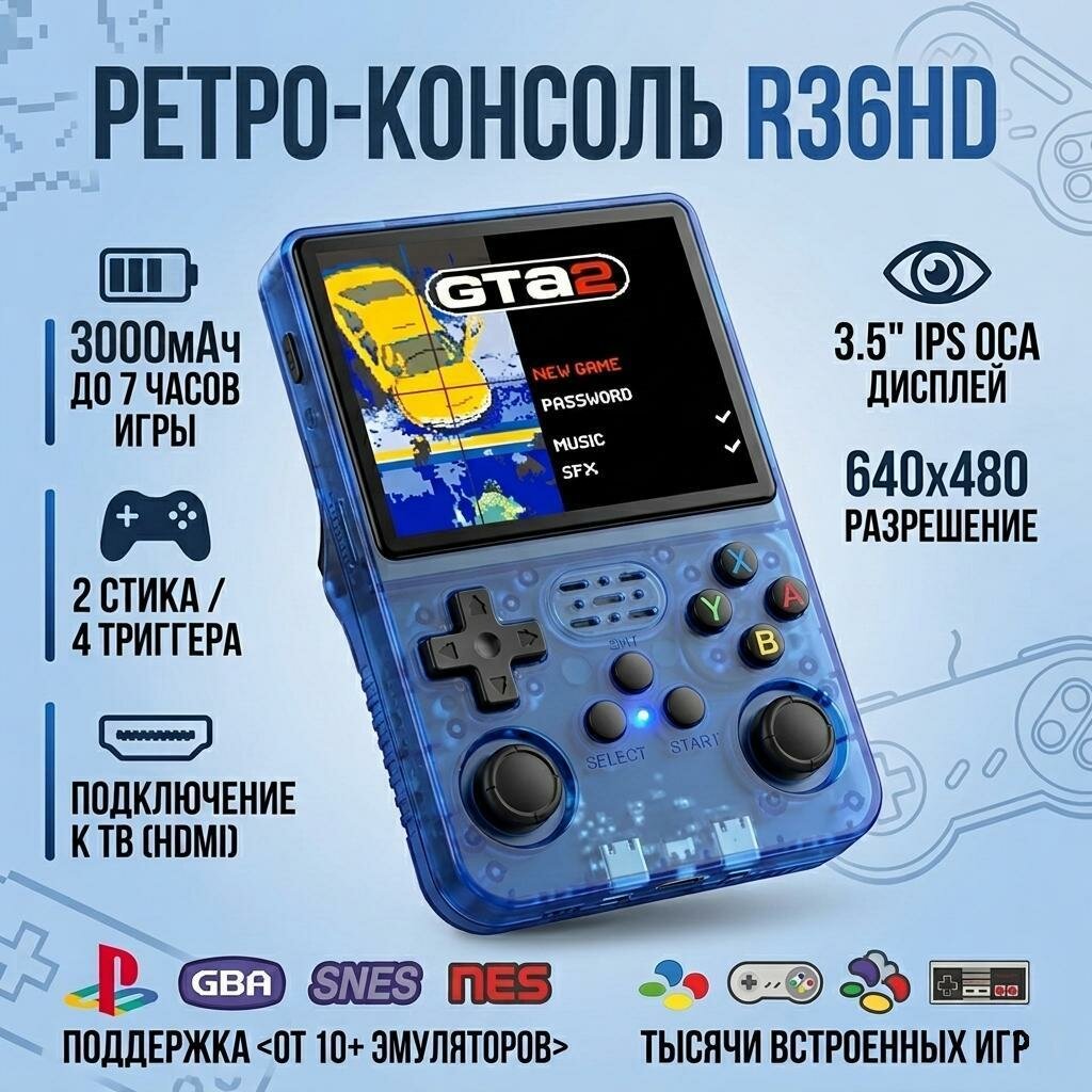 Ретроконсоль Game Console R36HD Blue